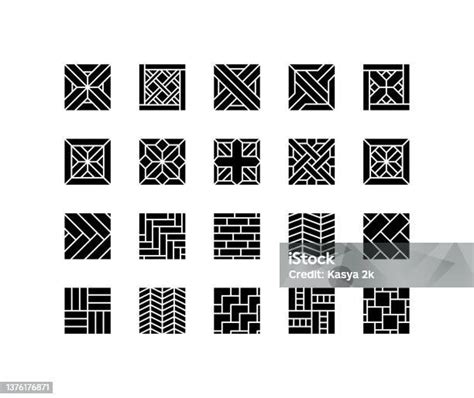 바닥 마무리 재료 플랫 라인 아이콘 세트 마루 라미네이트 판자 및 나무와 같은 목재에서 바닥 웹 사이트 또는 모바일 앱에 대한