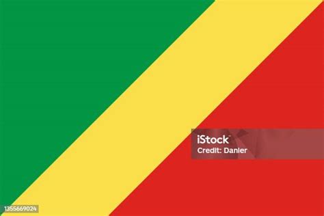 콩고 콩고 브라자빌 또는 콩고 공화국의 국기 공화국 낮은 호이스트 사이드 코너에서 녹색 노란색 및 빨간색의 대각선 삼색 0명에 대한 스톡 벡터 아트 및 기타 이미지 Istock
