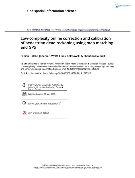 Pdf Low Complexity Online Correction And Calibration Of Pedestrian Dead Reckoning Using Map