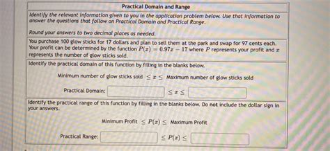 Solved Practical Domain And Range Identify The Relevant
