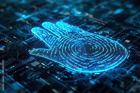 Blueprint With Binary Code Patterns Forming The Outline Of A Fingerprint Symbolizing The