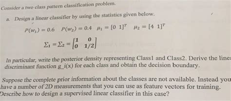 A Design A Linear Classifier By Using The Statistics
