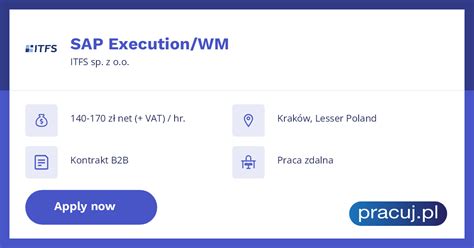 Oferta Pracy Sap Executionwm Itfs Sp Z Oo Kraków