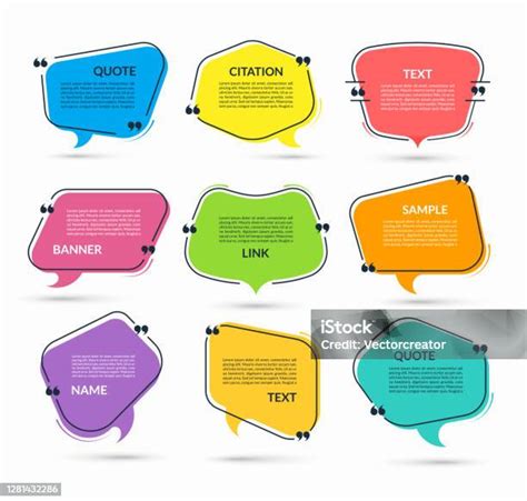 인용 연설 거품 따옴표의 텍스트 인용 프레임 메시지 배너 라벨 흰색 배경에 격리 된 스티커 벡터 그림입니다 개체 그룹에 대한 스톡 벡터 아트 및 기타 이미지 Istock