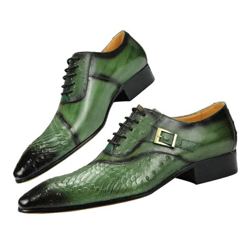 Shoes For Mens Formal Luxury Genuine Leather Dress Shoes Design Green