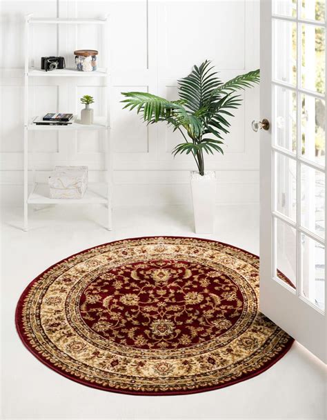 Aditi Collection Rug 13 Ft Round Red Low Rug Perfect For