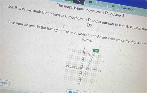 Solved Ic 1d 1e 1f Summary The Graph Below Shows Point P And Line A