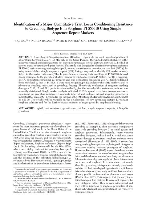 Pdf Identification Of A Major Quantitative Trait Locus Conditioning