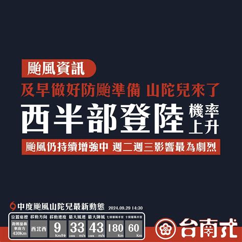 請務必以最高等級防範根據氣象署及各機構模式預報山陀兒颱風路徑持續西修從台灣西南側登陸機率大幅上升 過去從西半部登陸的颱風屈指可數但都