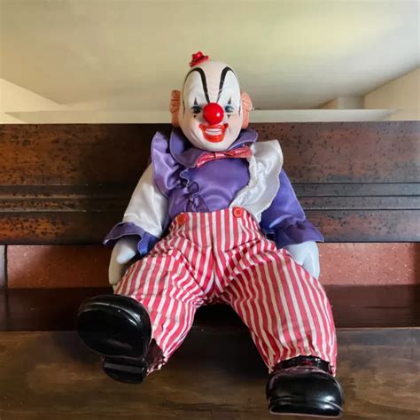 Vtg Clown Doll 20” Sitting Musical Wind Up “send In The Clowns” Creepy