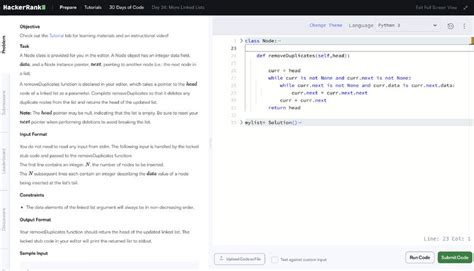 30daysofcode Day24 30daysofcode Linkedlists Removeduplicates Codingchallenge Hackerrank