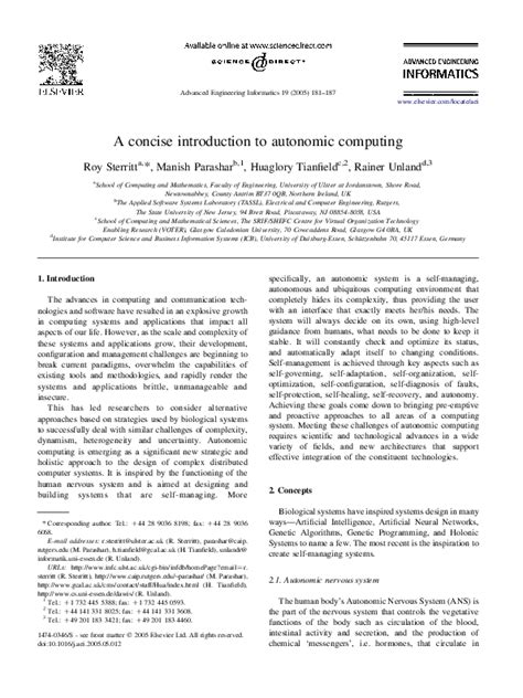 pdf a concise introduction to autonomic computing