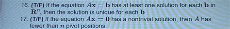 Solved T F ﻿if The Equation Ax B ﻿has At Least One