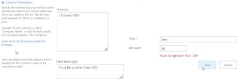 Sharepoint Validation Formula Tip Dont Use If Mike Smiths Tech Training Notes Sharepoint