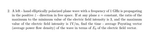 Solved A Left ﻿hand Elliptically Polarized Plane Wave With
