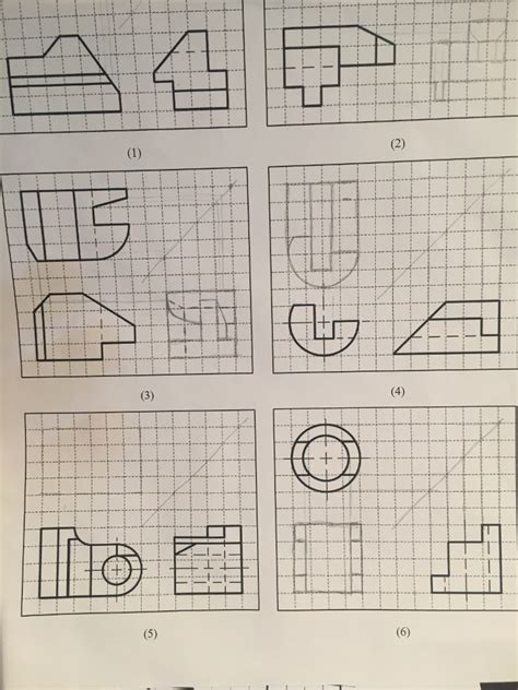 Solved Draw The Missing Top View For Number 5 And Then Draw
