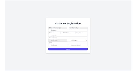 Customer Registration Form Free React Tailwind Component