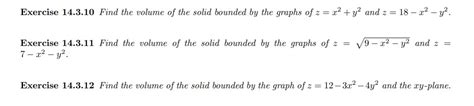 solved exercise 14 3 10 find the volume of the solid bounded