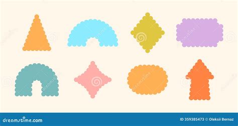 Frames Scalloped Vector Corrugated Bento Grid Shapes Set Scallop Frame Wavy Retro Stickers