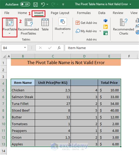 Fix The Pivot Table Name Is Not Valid 7 Causes With Solutions