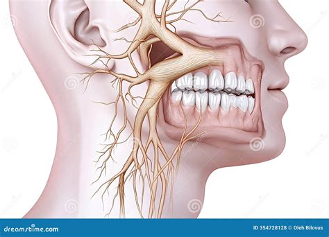 Trigeminal Nerve Branches Showing Teeth And Gums In Human Anatomy Stock Illustration