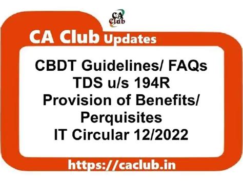 CBDT Guidelines FAQs On TDS U S R On Provision Of Benefits Perquisites FinTax Blog