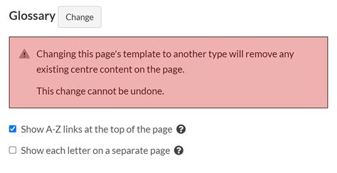 glossary page sitebuilder manual idg