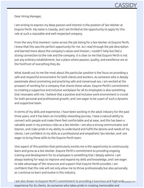 Cover Letter For Sex Worker LazyApply