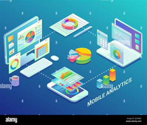Mobile Web Analytics Infographic Vector Flat Isometric Illustration Stock Vector Image And Art