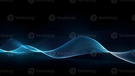 Abstract Blue Particle Background Flow Wave With Dot Landscape