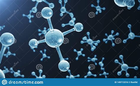 3d Rendering Molecule Structure Scientific Medical Background With Atoms And Molecules Blue