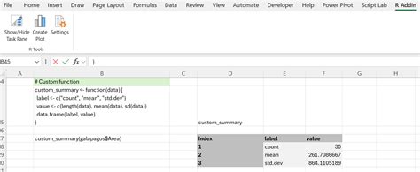 Part I Using R In Excel Descriptive Statistics Adams Software Lab