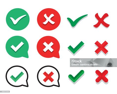표시를 확인합니다 녹색 확인 표시 및 적십자 아이콘 세트 대답하기에 대한 스톡 벡터 아트 및 기타 이미지 대답하기 벡터 투표 Istock