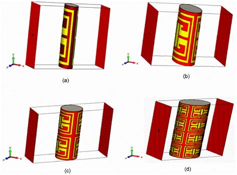 simulated setup of cylindrical cloak with different array patterns a