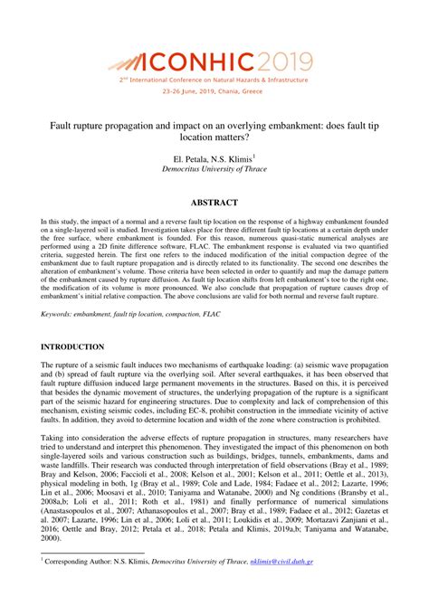 Pdf Fault Rupture Propagation And Impact On An Overlying Embankment Does Fault Tip Location