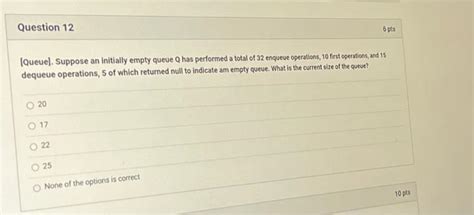 Solved Question 12 6 Pts Queue Suppose An Initially Empty