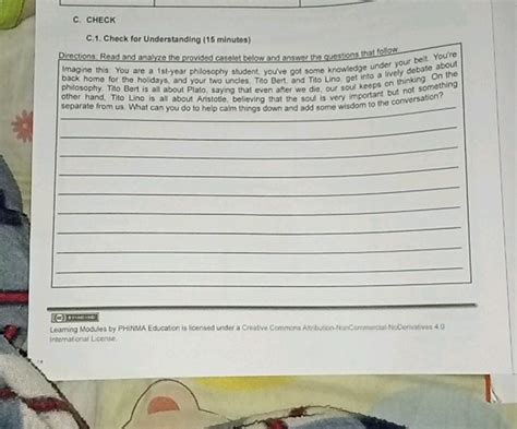 C CHECK C1 Check For Understanding 15 Minutes StudyX