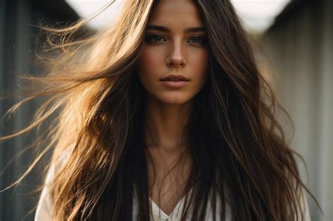 Premium Ai Image Straight Hair Model In The Wind