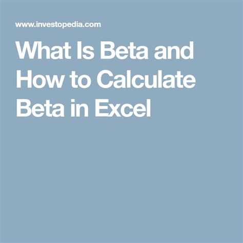 How To Calculate Beta In Excel Excel Calculator Beta