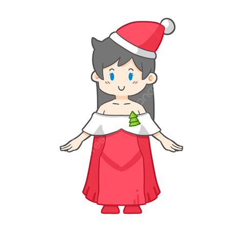 Cartoon Girl Wearing A Christmas Costume Cute Cartoon Christmas Png