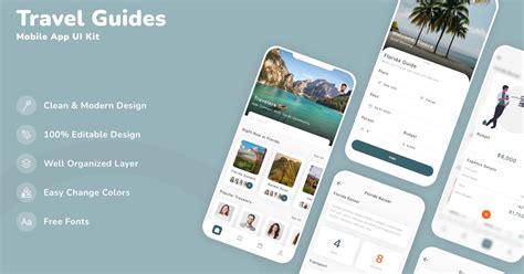 Travel Guides Mobile App Ui Kit Ux And Ui Kits Ft Trip And Location Envato Elements