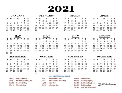 Small Calendar Printable Yearly Calendar Printable