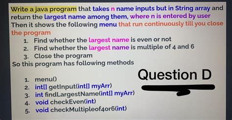 Solved Write A Java Program That Takes N Number Inputs But