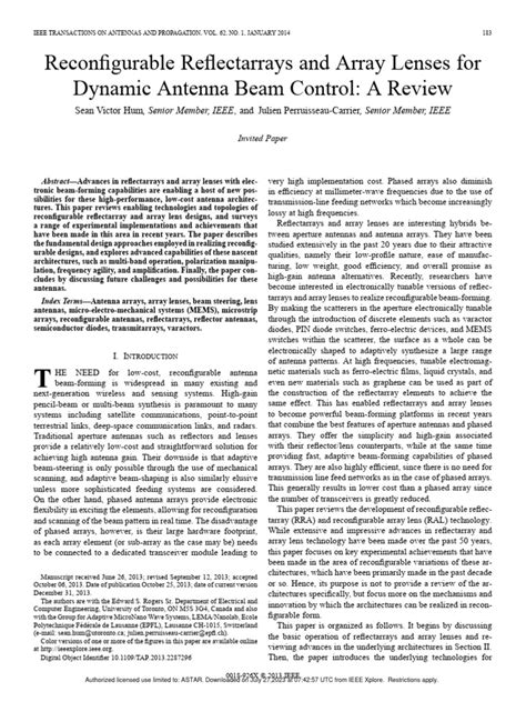 2014 Reconfigurable Reflectarrays And Array Lenses For Dynamic Antenna Beam Control A Review