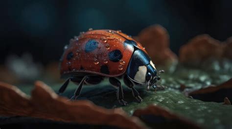 Premium Ai Image A Ladybug Crawling On A Leaf In The Forest