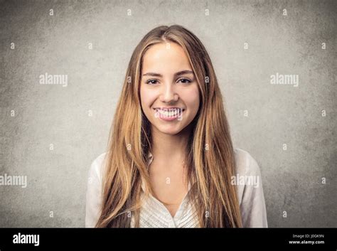 Blond Woman Smiling Stock Photo Alamy