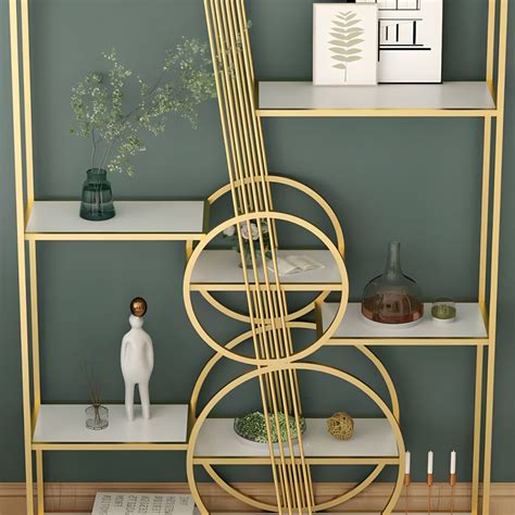 Rectangular Shelves Bookshelf 74 8 H Etagere Shelf Bookcase Gold 39 4l X 11 8w X 74 8h