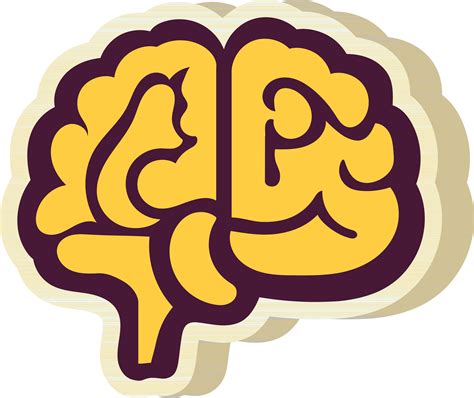 Yellow Human Brain Element In Sticker Style 24554672 Vector Art At