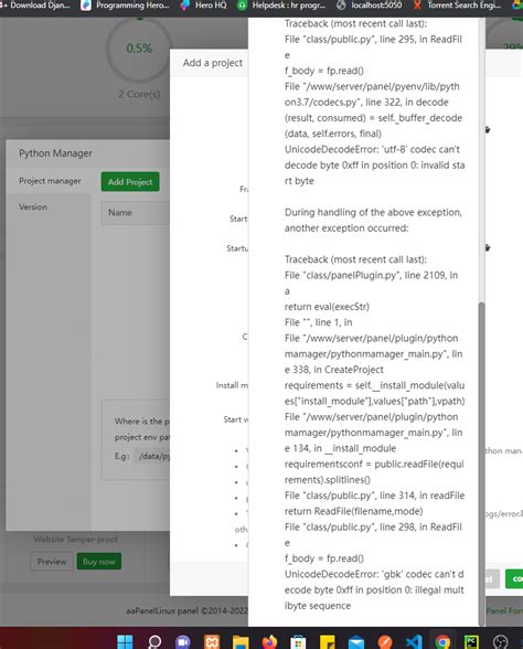 Python Manager Cant Working Aapanel Free Hosting Control Panel One Click Lamplemp