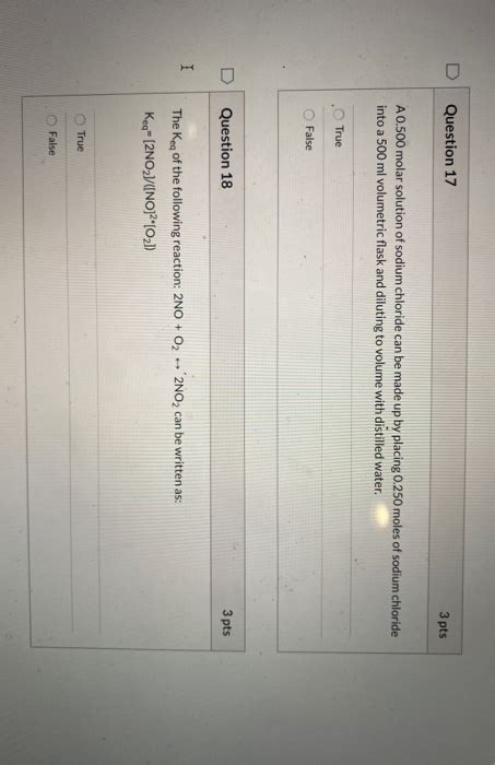 Solved Question 17 3 Pts A 0500 Molar Solution Of Sodium